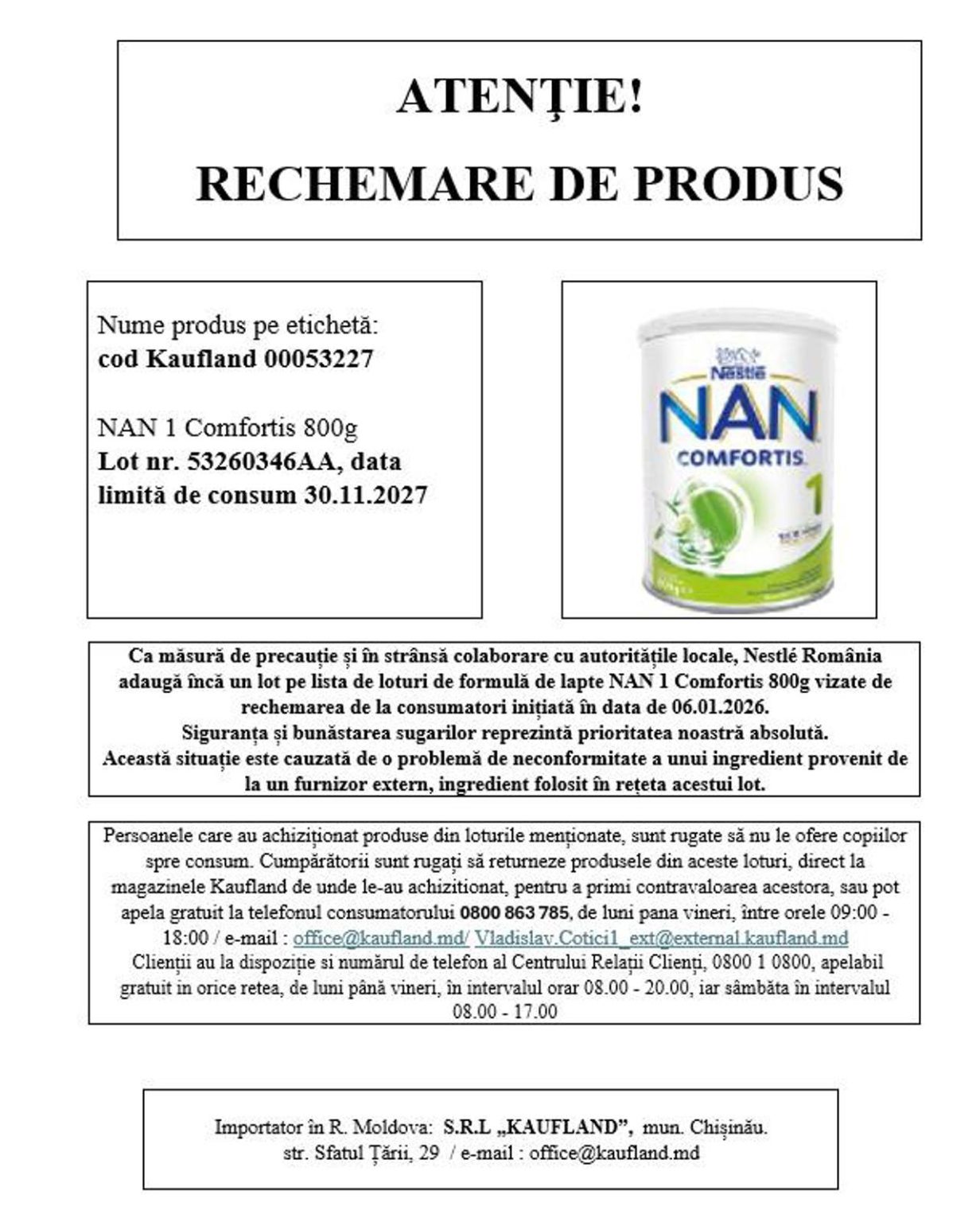 ULTIMA ORĂ ANSA a retras din comerț un lot de lapte praf pentru ...
